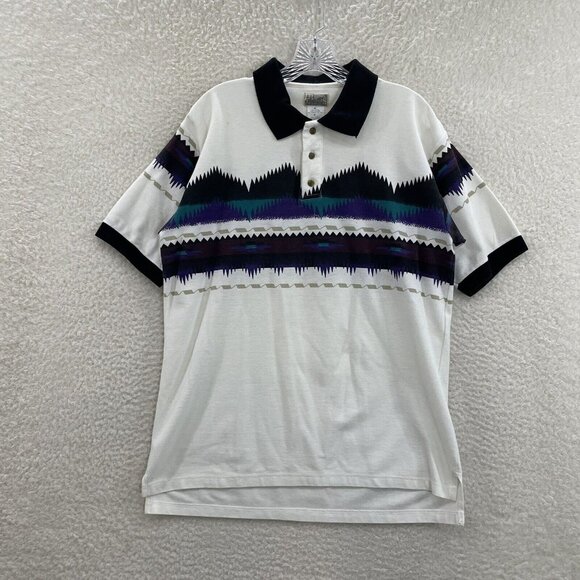 Express Rider | Shirts | Vintage Polo Shirt M Medium Mens White Aztec ...